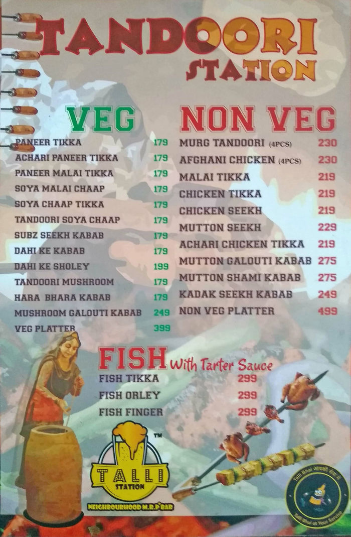 Talli Station Menu and Price List for Rajouri Garden, New Delhi ...