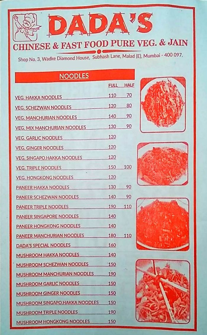 Dada's Menu and Price List for Malad East, Mumbai | nearbuy.com