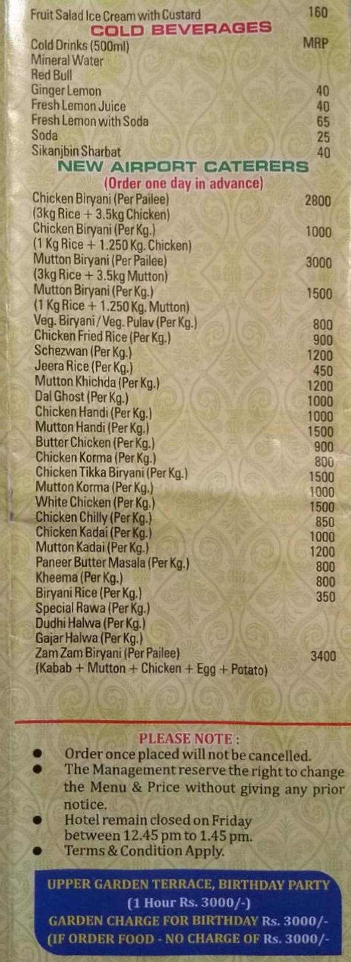 New Airport Restaurant Menu and Price List for Andheri East, Mumbai ...