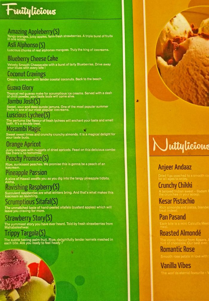 Apsara Ice Cream Menu and Price List for JP Nagar Phase 2, Bengaluru ...