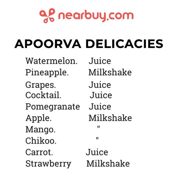 Apoorva Delicacies Menu and Price List for Dadar West, Mumbai | nearbuy.com