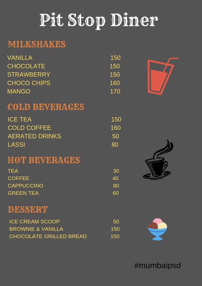 Pit Stop Diner Menu and Price List for Andheri West, Mumbai | nearbuy.com