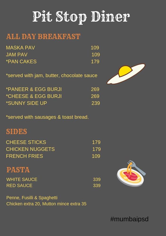 Pit Stop Diner Menu and Price List for Andheri West, Mumbai | nearbuy.com