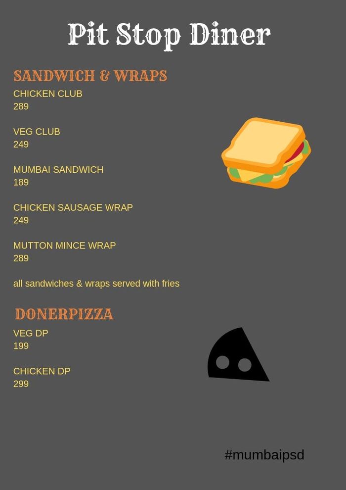 Pit Stop Diner Menu and Price List for Andheri West, Mumbai | nearbuy.com