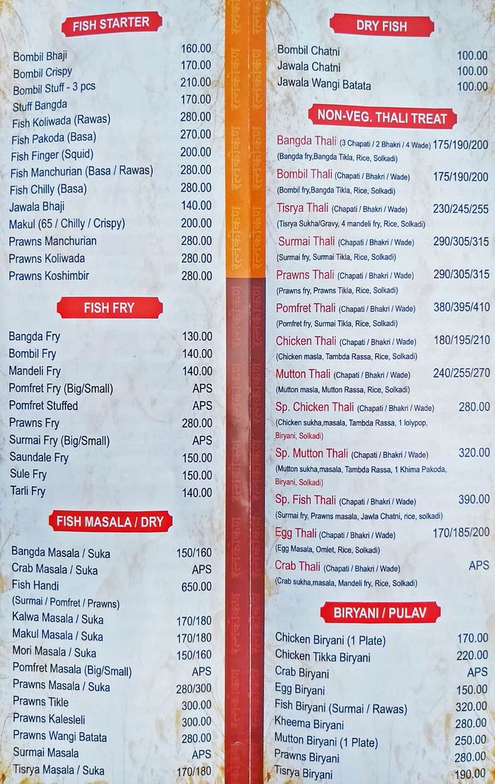 Ratna Kokan Menu and Price List for Panvel, Navi Mumbai | nearbuy.com