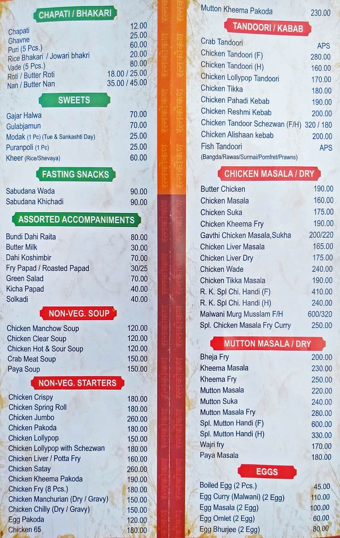 Ratna Kokan Menu and Price List for Panvel, Navi Mumbai | nearbuy.com